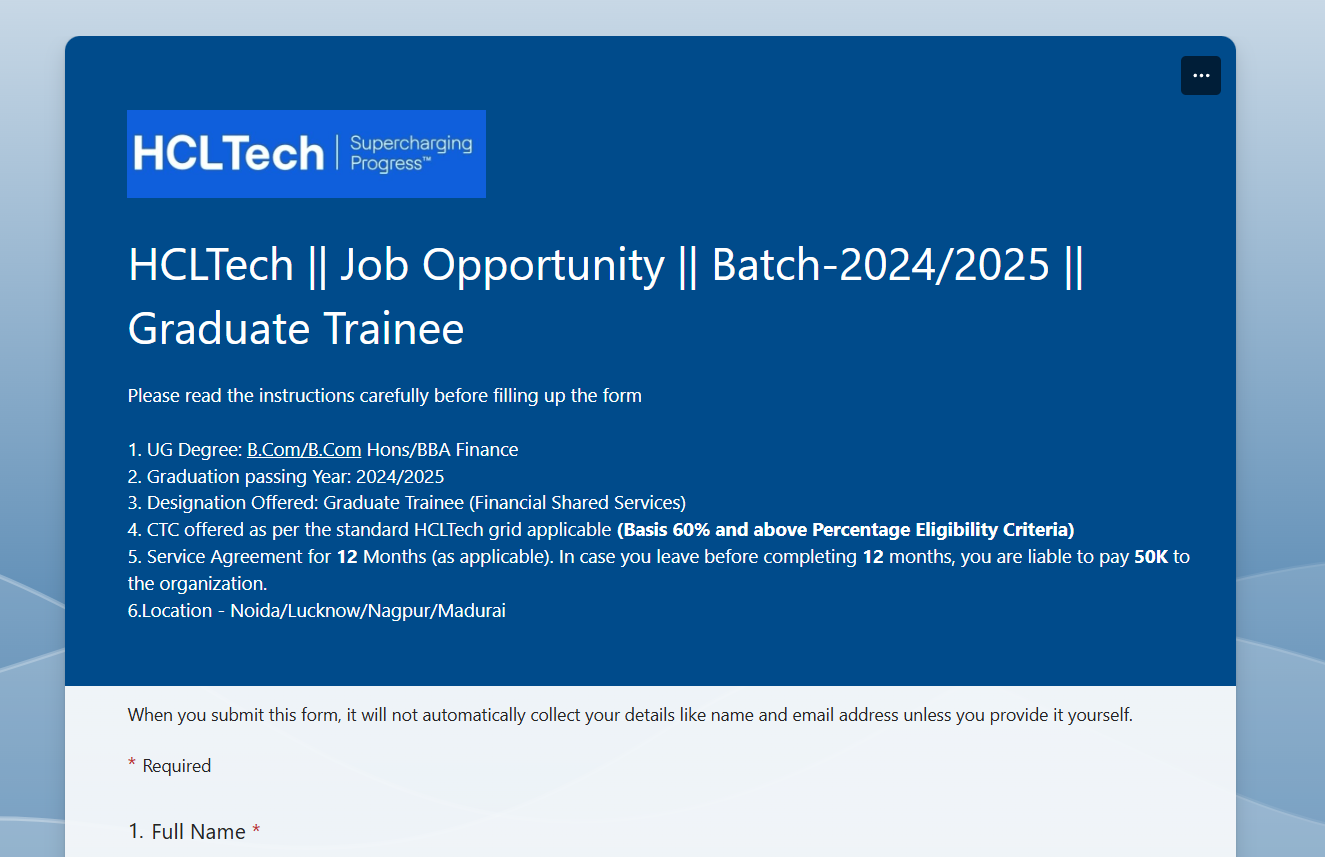 HCLTech Biggest Off Campus Mass Hiring - Job Opportunity - Batch-2024/2025 - Graduate Trainee ...