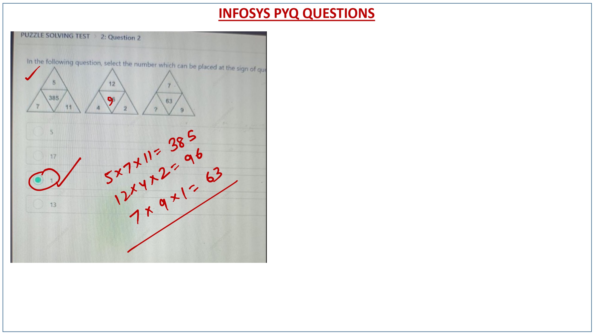 Infosys Puzzles Questions - OnlineStudy4U