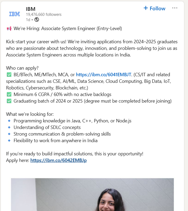 IBM Off Campus Hiring - Associate System Engineer Role - OnlineStudy4U