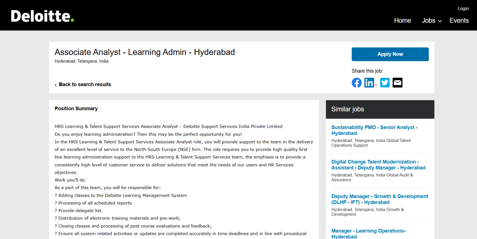 Deloitte Off-Campus Hiring Drive - Associate Analyst - Learning Admin ...