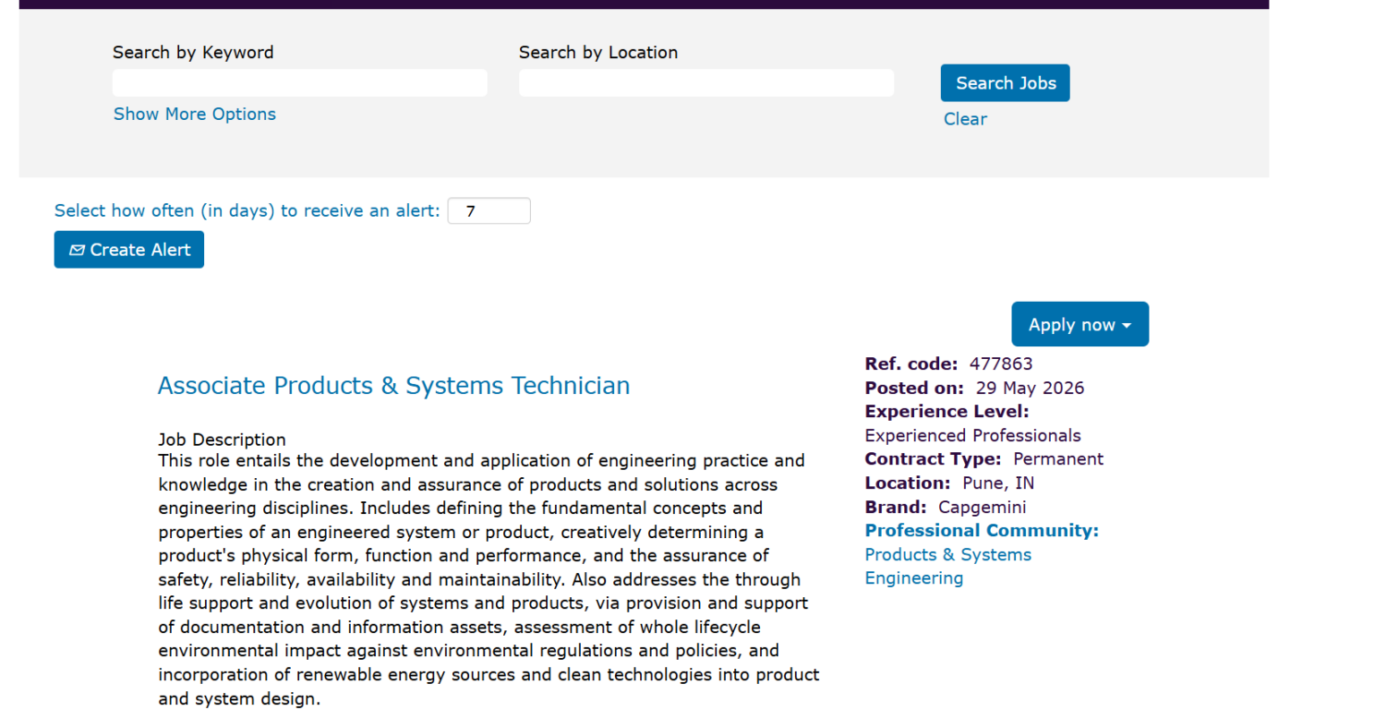 Capgemini Off Campus Hiring - Associate Products & Systems Technician ...