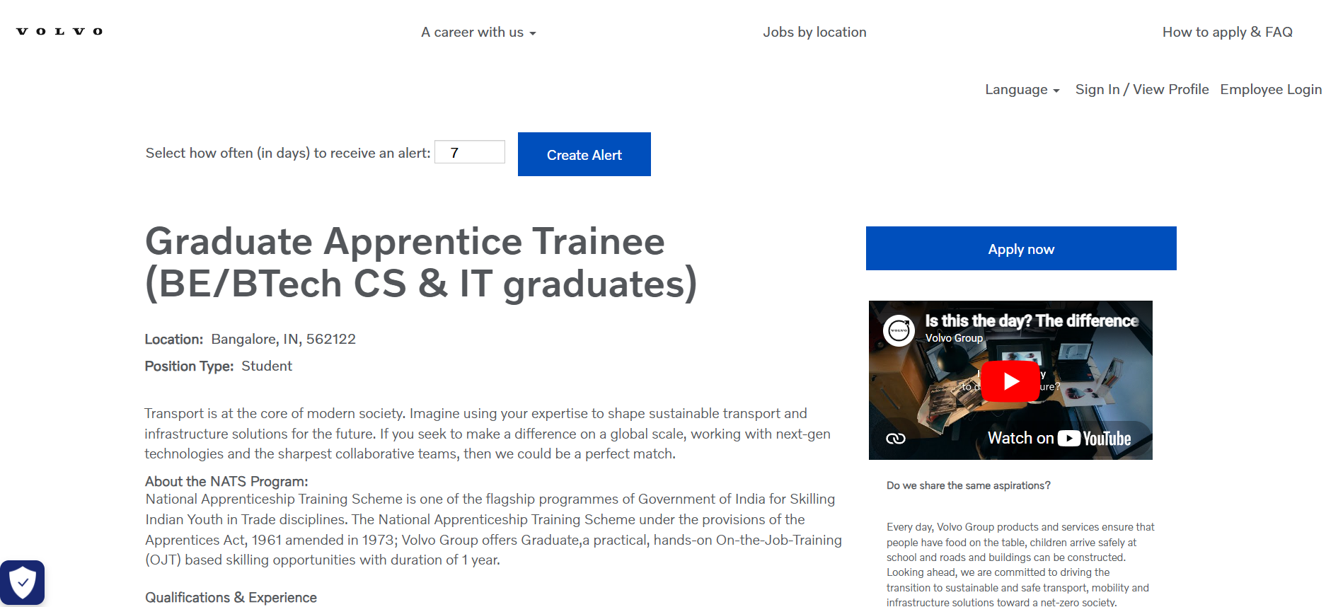 Volvo Off Campus Hiring - Graduate Apprentice Trainee Role - Apply Now ...