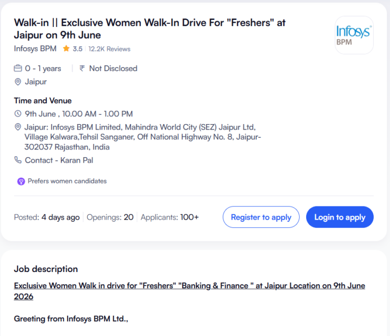 Infosys New Drive - Women Walk-In Drive 2026 For Freshers - OnlineStudy4U