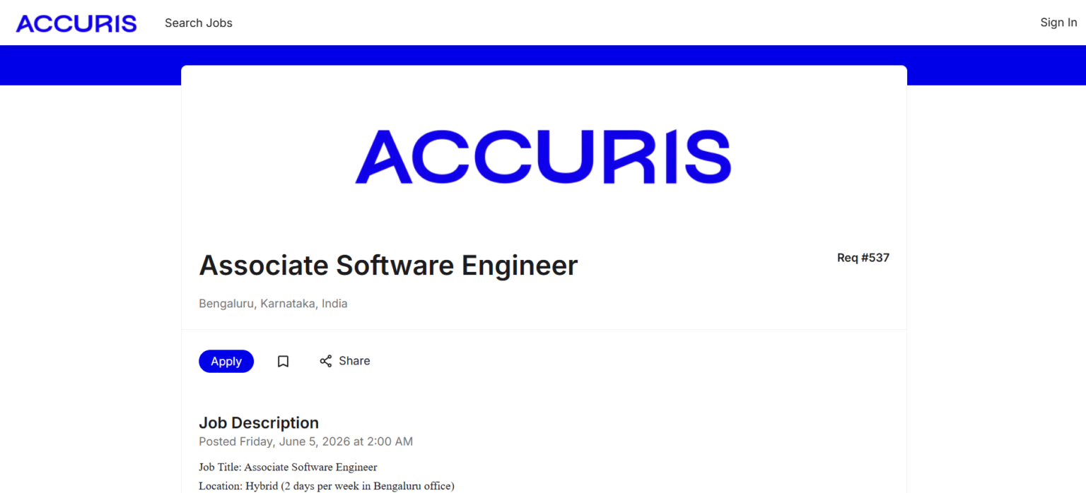 Accuris Off Campus Hiring - Associate Software Engineer Role ...